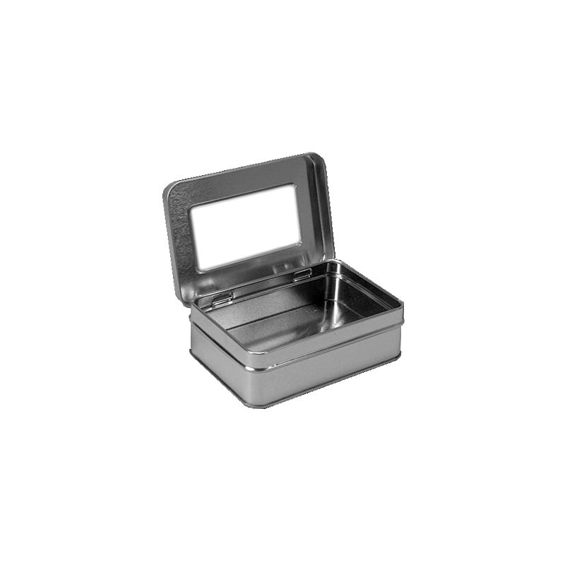 Tin Rectangular Hair Pin Box with Clear Top - - SKU#: 187117